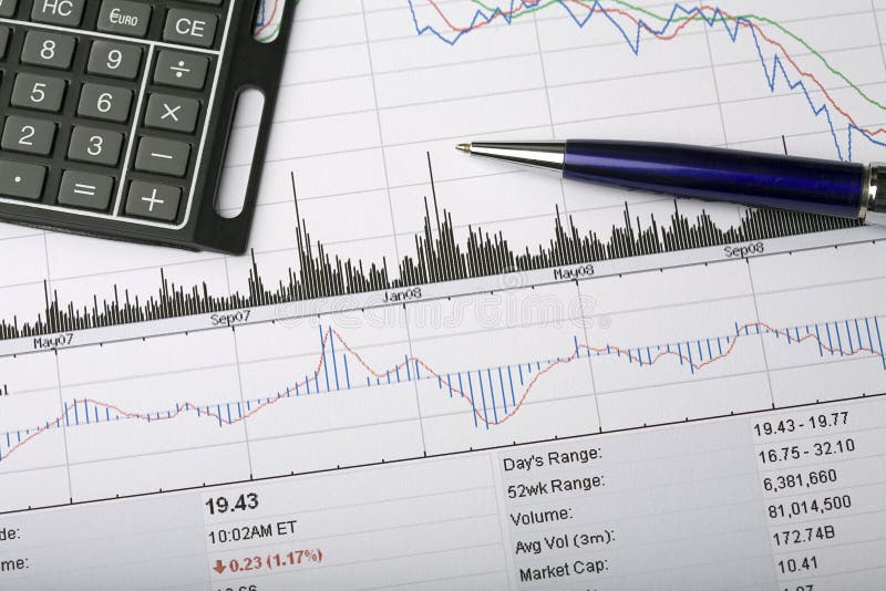 Stock price chart analysis stock image. Image of calculator - 8099687