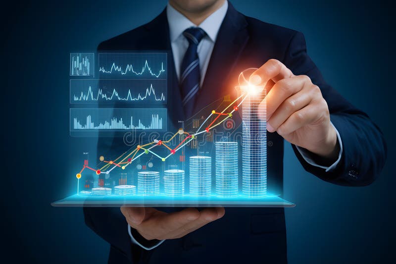 Stock Return on Investment Concept with Virtual Hologram Chart Stock ...