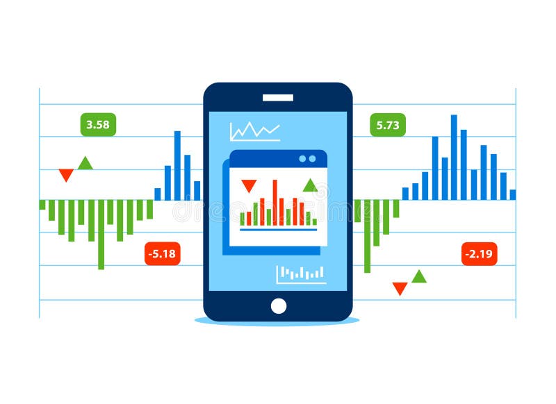 Stock Rising and Falling Charts on Tablet Screen Stock Vector ...