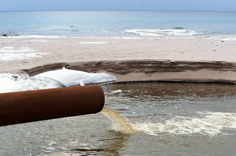 Sewage Pipe Draining Into The Ocean Stock Photo - Image of pollution ...