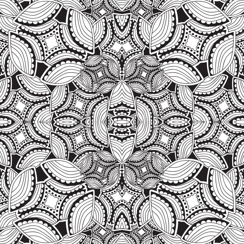 Stock Seamless Doodle Black and White Floral Pattern. Stock ...