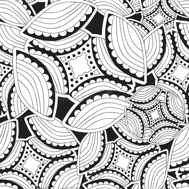 Stock Seamless Doodle Black and White Floral Pattern. Stock ...