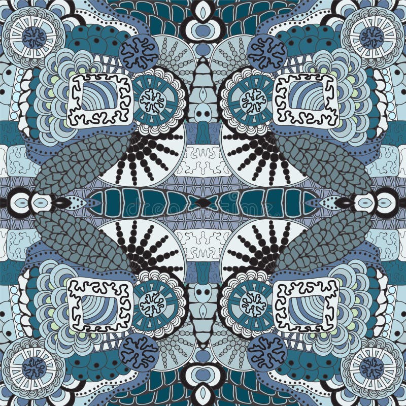 Stock Seamless Floral Colorful Doodle Pattern. Stock Illustration ...