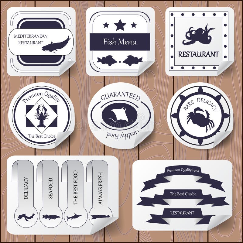 Stock Set of Label for Restaurant and Cafe Stock Illustration ...