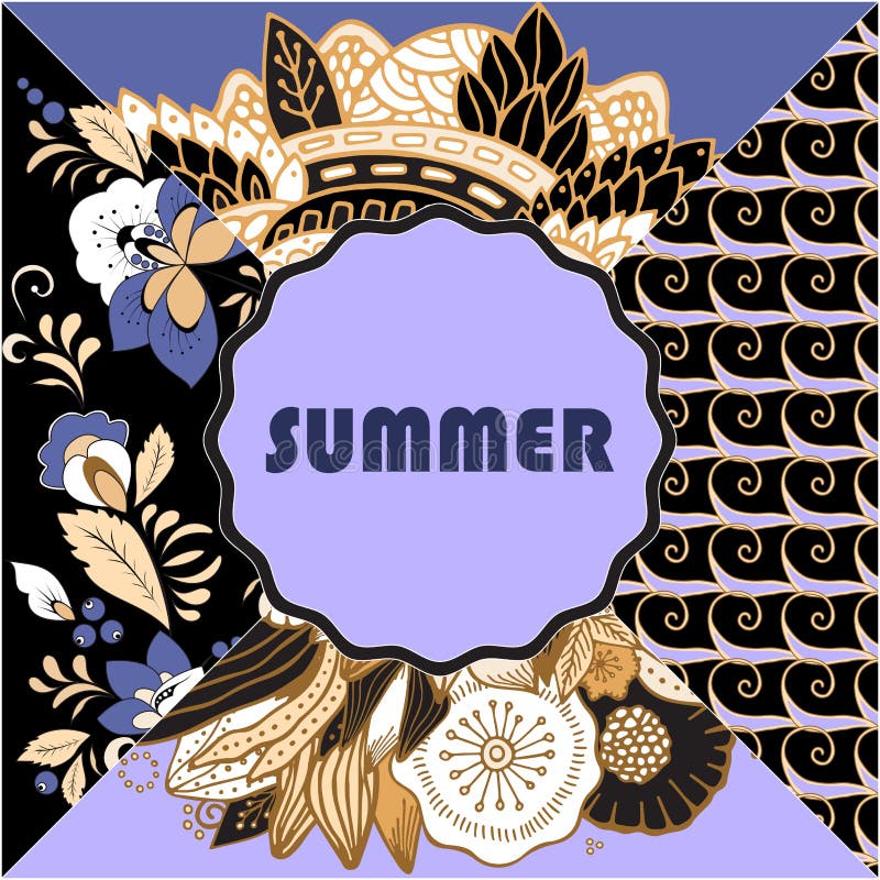 Stock Spring Floral Pattern with Word Summer. Patchwork D Stock ...