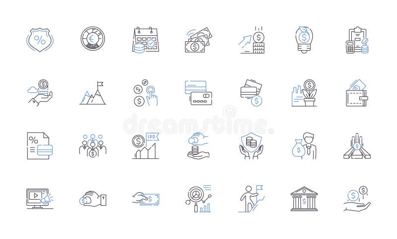 Stock Trade Line Icons Collection Stocks Trading Market Investment