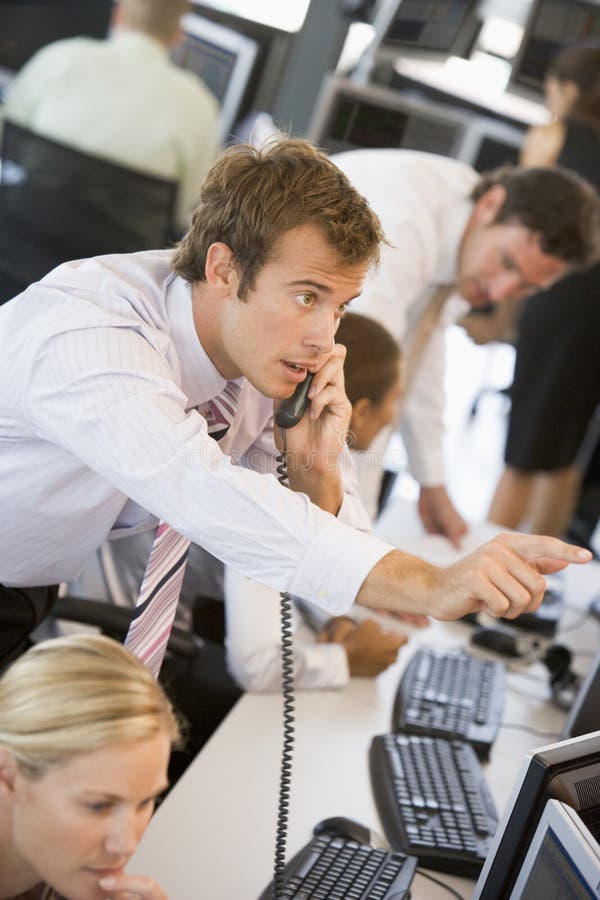 Stock Trader on the Phone stock image. Image of sitting - 10970499