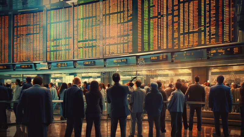 Stock Traders from Behind Looking at Financial Graph on Big Screen ...