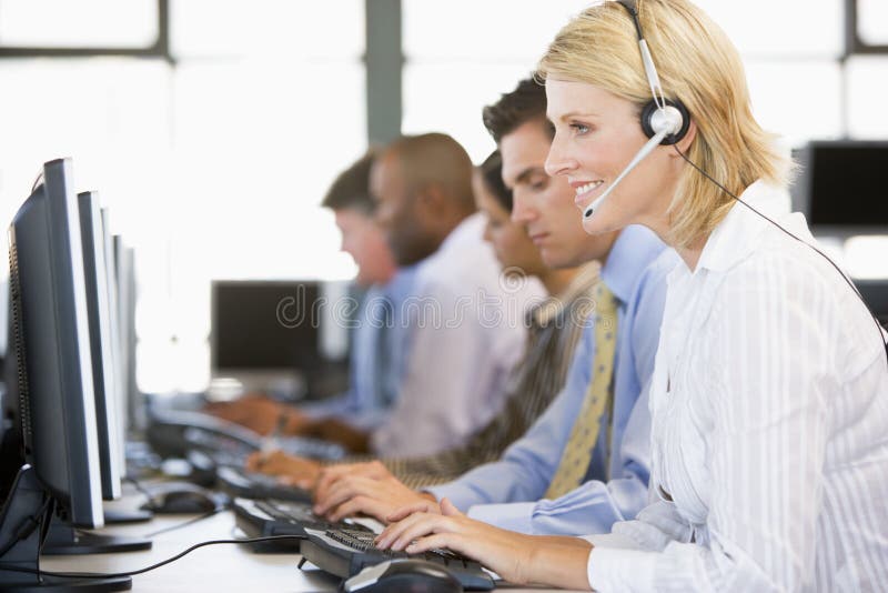 Stock Traders with Headsets at Work Stock Image - Image of caucasian ...