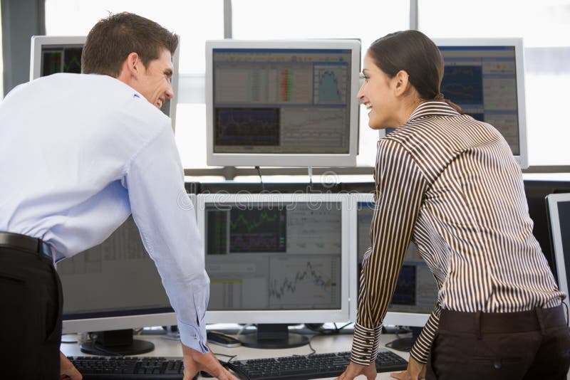 View of Busy Stock Traders Office Stock Image - Image of exchange ...
