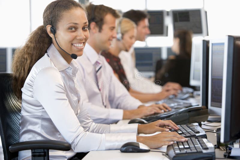 Call Centre Employees Working on Computers Stock Photo - Image of ...