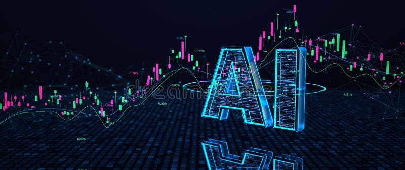 Stock Trading with AI Support Stock Illustration - Illustration of ...