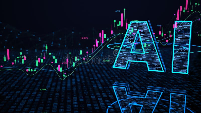 Stock Trading with AI Support Stock Illustration - Illustration of ...