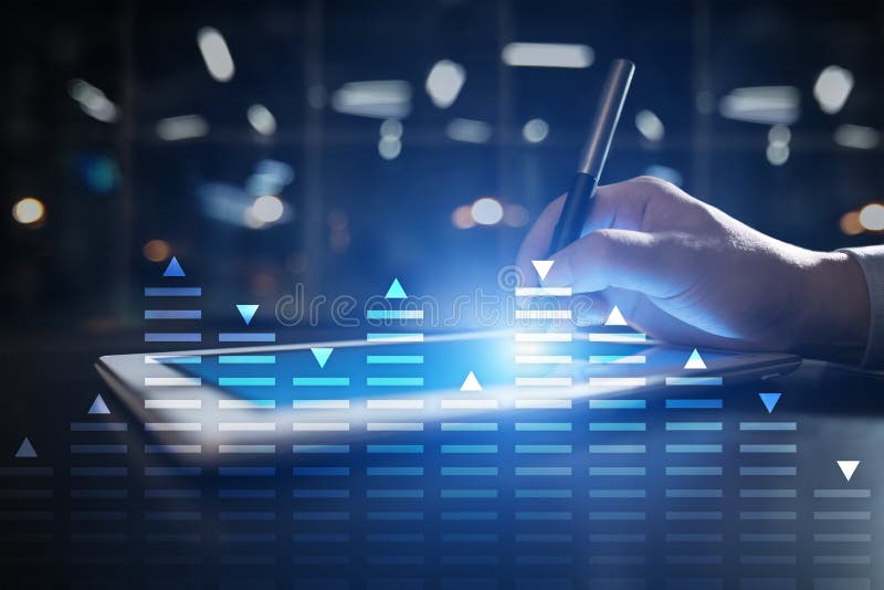 Stock Trading, Data Analysis Diagram, Chart, Graph on Virtual Screen ...