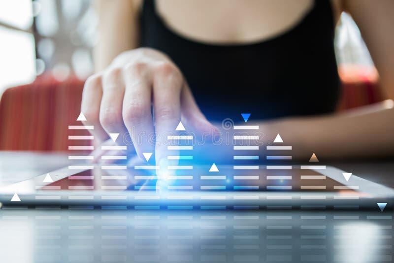 Stock Trading, Data Analysis Diagram, Chart, Graph on Virtual Screen ...