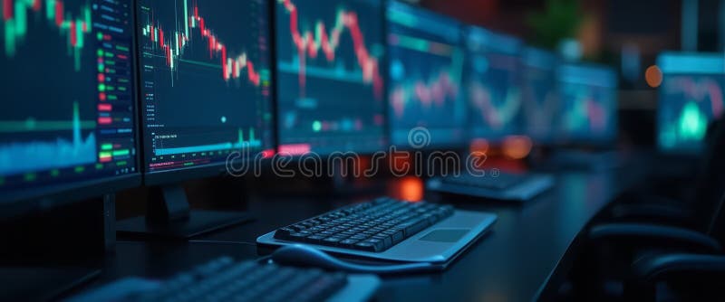 Stock Trading Monitors with Charts Stock Photo - Image of market ...