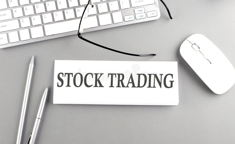 STOCK TRADING Text on Paper with Keyboard on Grey Background Stock ...