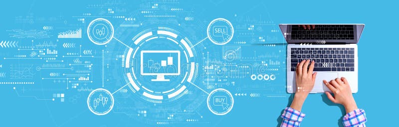 Stock Trading Theme with Person Using a Laptop Stock Photo - Image of ...