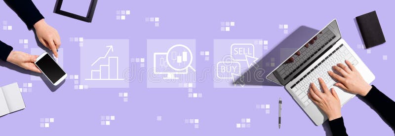 Stock Trading Theme with People Working Together Stock Photo - Image of ...