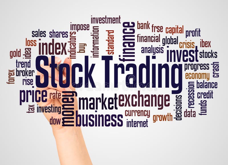 Stock Trading Word Cloud and Hand with Marker Concept Stock Image ...
