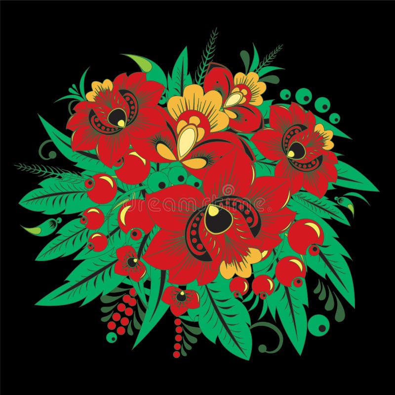 Stock Traditional Russian Flower. Stock Vector - Illustration of ...