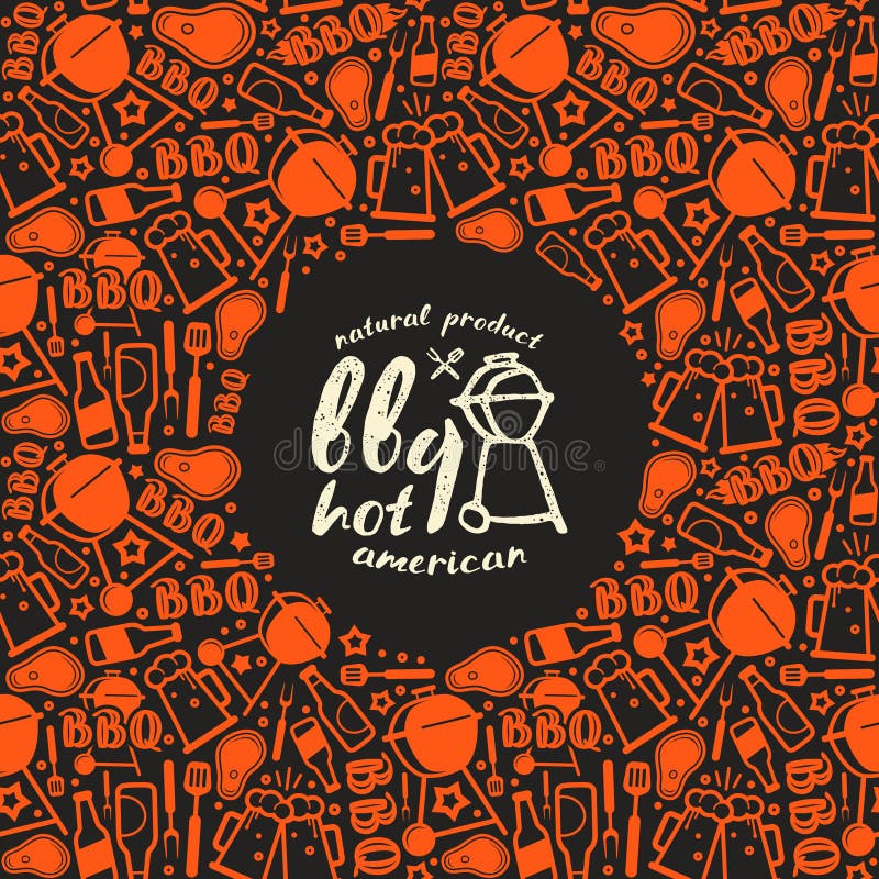 Barbecue Label with Abstract Hand-painted Alcohol Ink Texture Stock ...