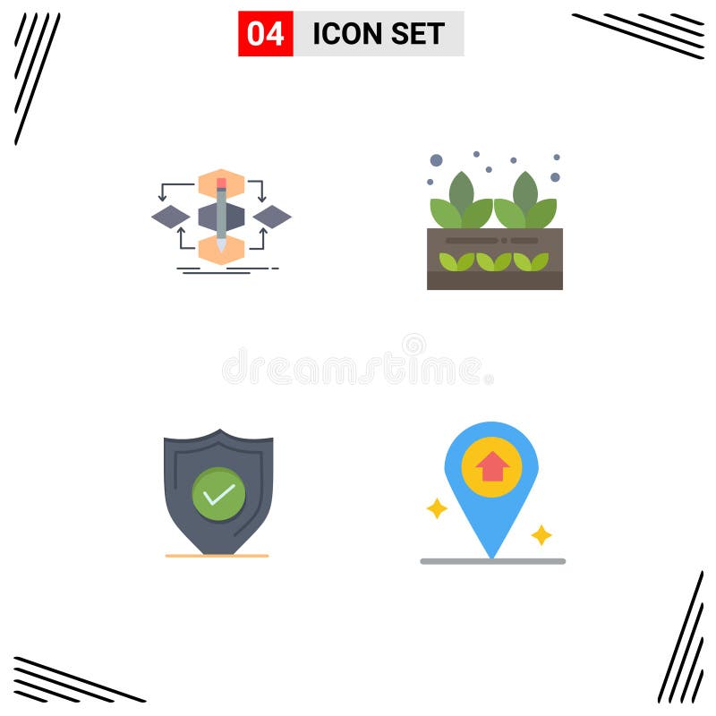 Stock Vector Icon Pack Of 4 Line Signs And Symbols For Algorithm