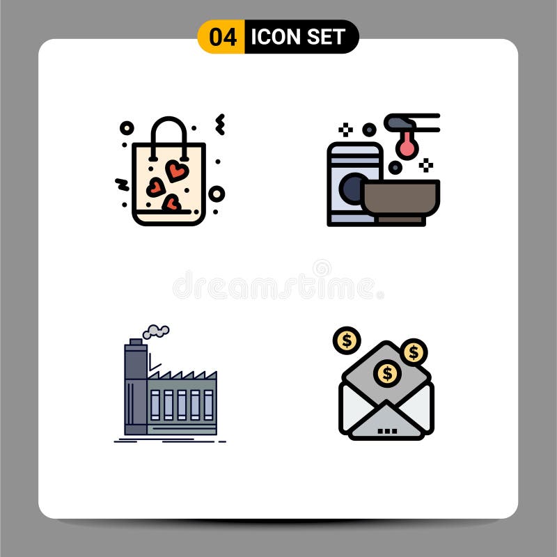 Stock Vector Icon Pack of 4 Line Signs and Symbols for Bag, Factory ...