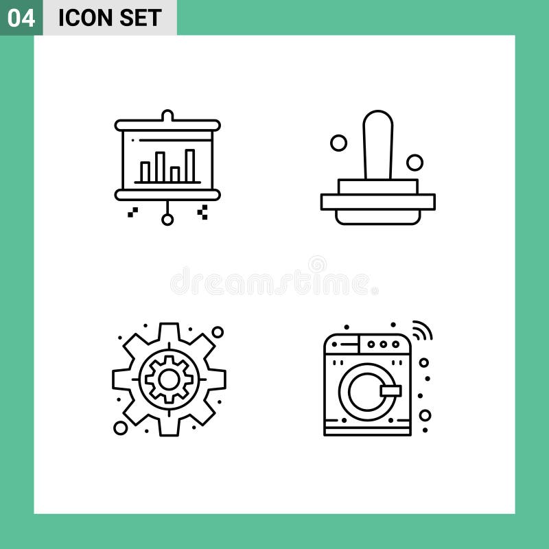 Stock Vector Icon Pack of 4 Line Signs and Symbols for Bar, Settings ...