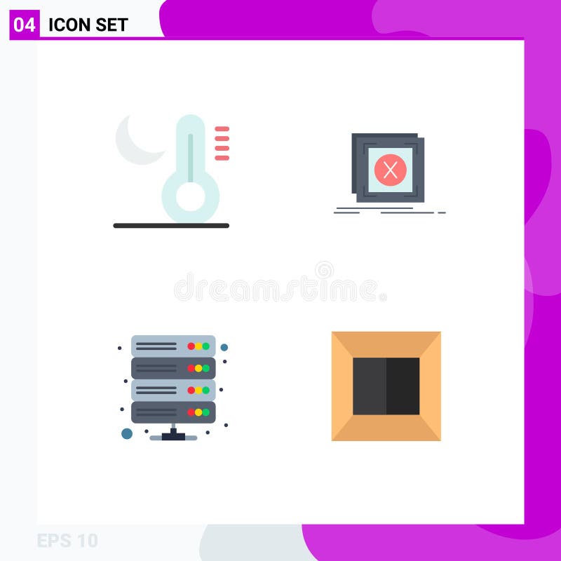 Set of 4 Vector Flat Icons on Grid for Climate, Data, Temperature ...