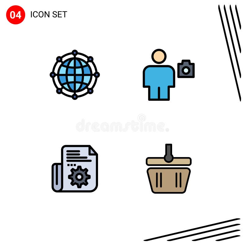 4 User Interface Filledline Flat Color Pack of Modern Signs and Symbols ...