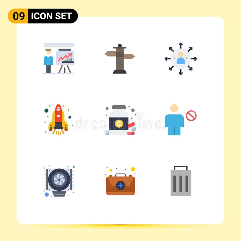 Stock Vector Icon Pack of 9 Line Signs and Symbols for Drug, Space ...