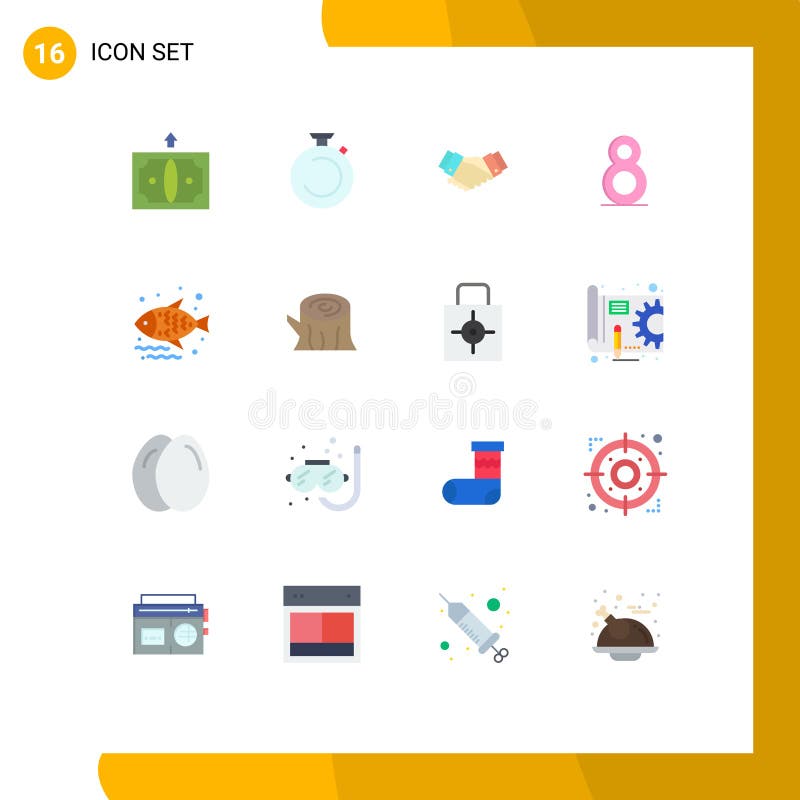 Stock Vector Icon Pack of 16 Line Signs and Symbols for Fish, Th, Watch ...
