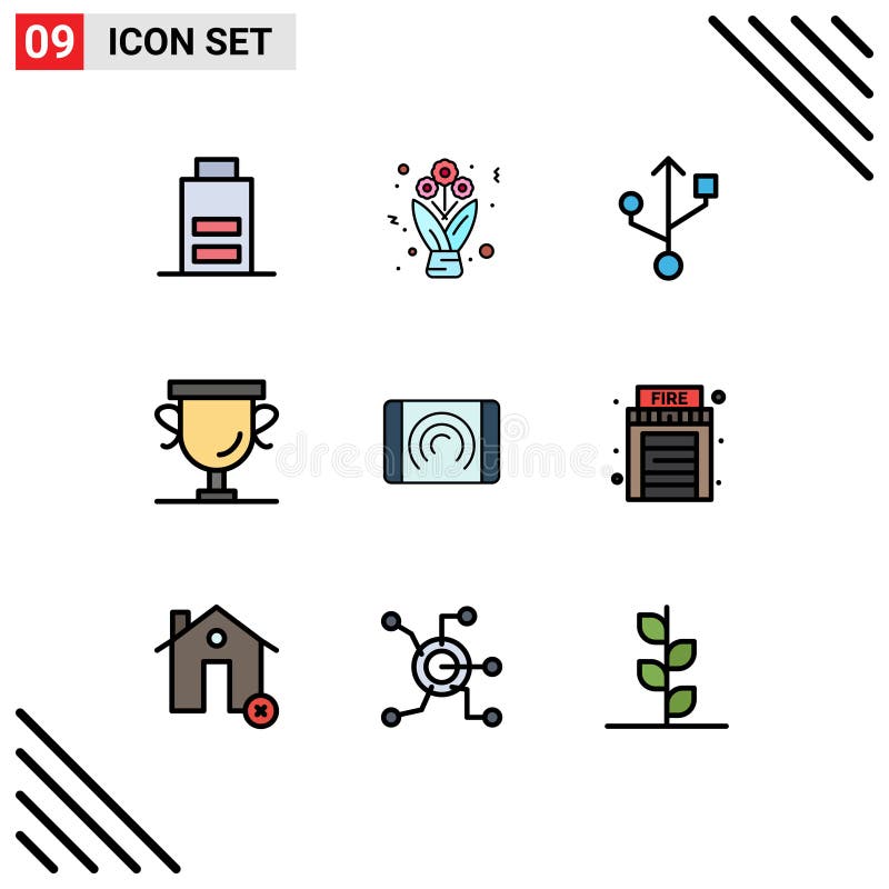 Stock Vector Icon Pack of 9 Line Signs and Symbols for Interface, User ...