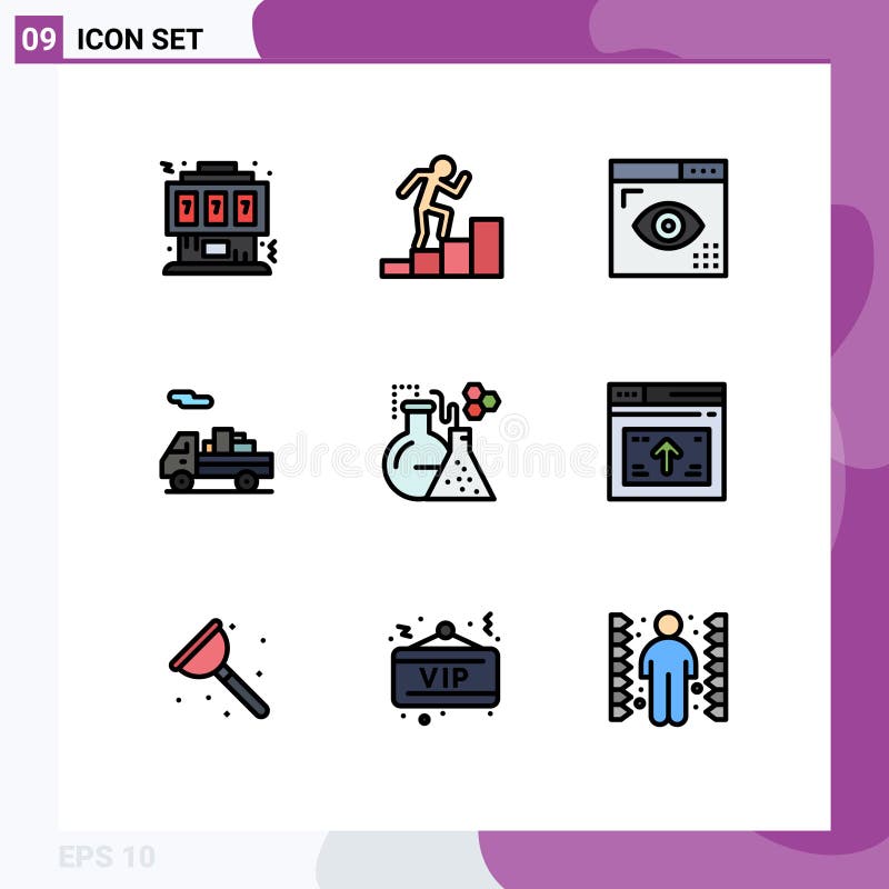 Stock Vector Icon Pack of 9 Line Signs and Symbols for Lab, Transport ...