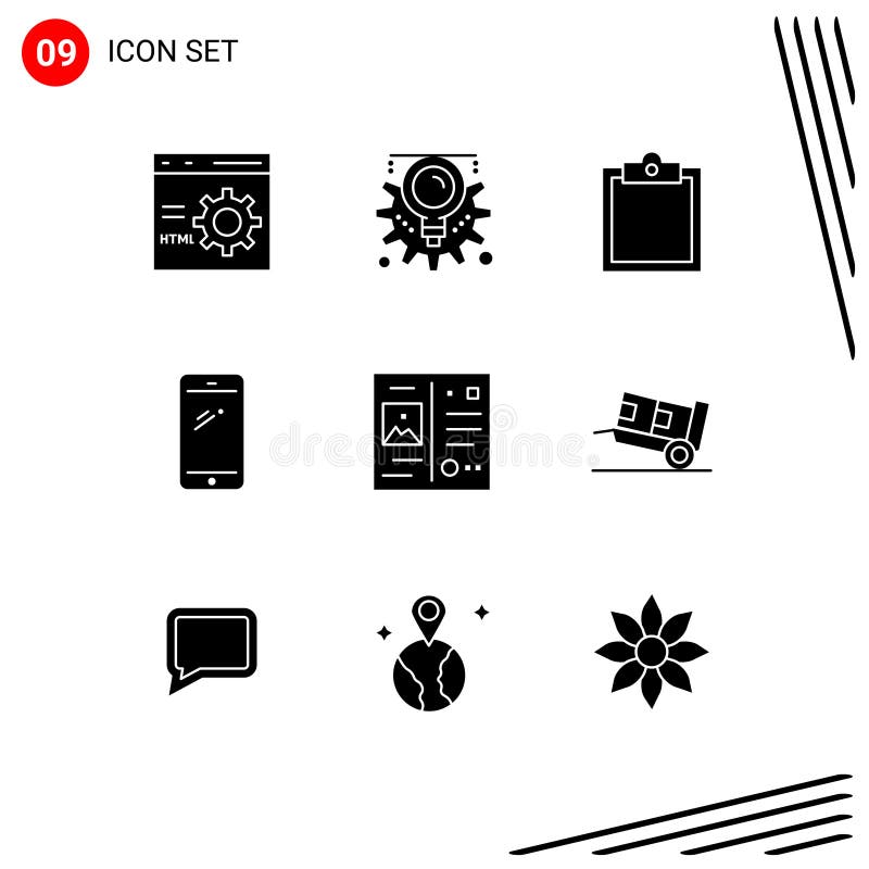 Stock Vector Icon Pack of 9 Line Signs and Symbols for Letter, Android ...