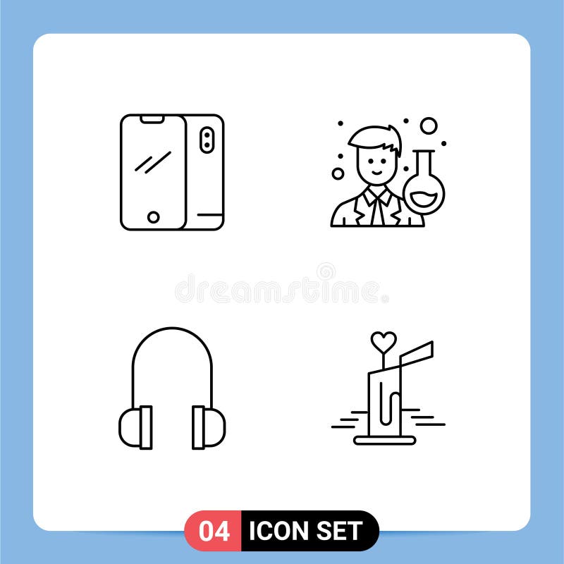 Stock Vector Icon Pack of 4 Line Signs and Symbols for Phone ...