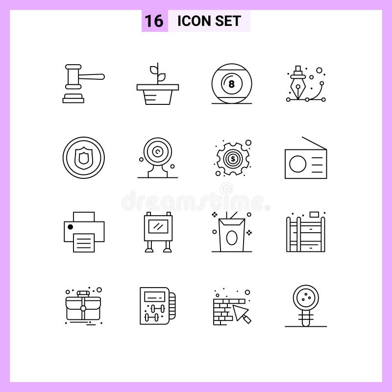 16 Universal Outline Signs Symbols of Process, Graphic, Ball, Design ...