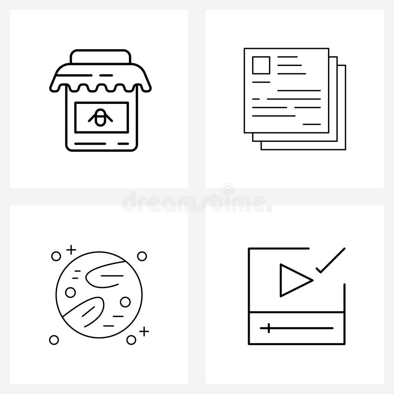 Stock Vector Icon Set of 4 Line Symbols for Glass, Space, Document ...