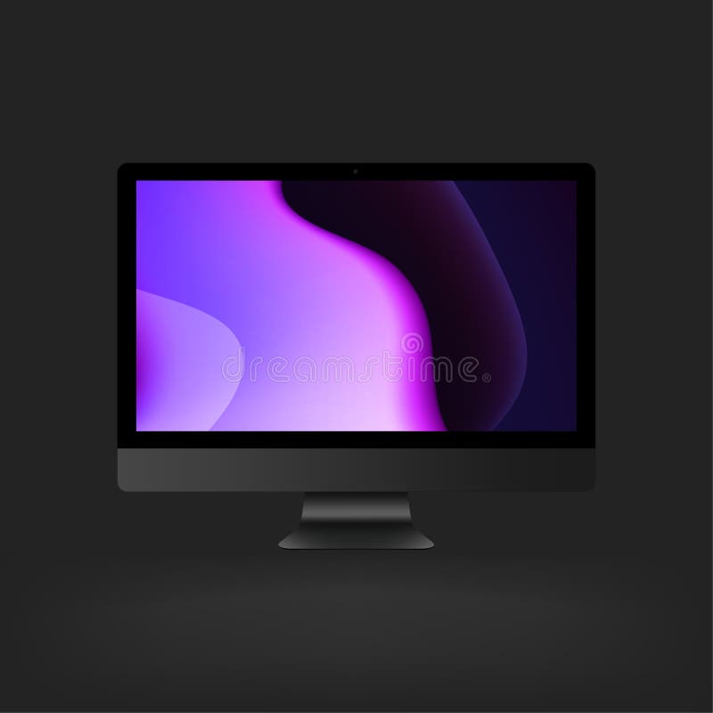 Realistic Personal Computer Mockup Template Scene Stock Illustration ...