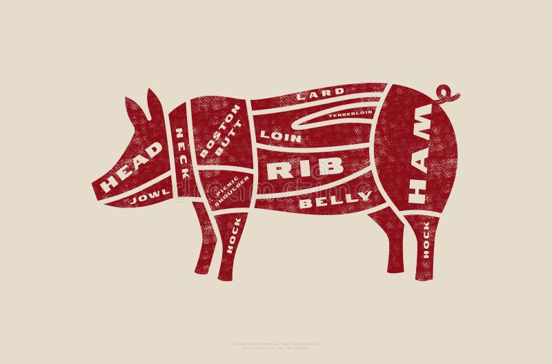 Pork Cuts Diagram in Silhouette Style Stock Vector - Illustration of ...