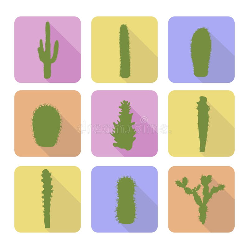 Stock Vector Set of Cactus Icons. Stock Vector - Illustration of flower ...