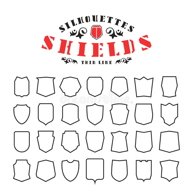 Shields silhouettes set stock vector. Illustration of performance ...