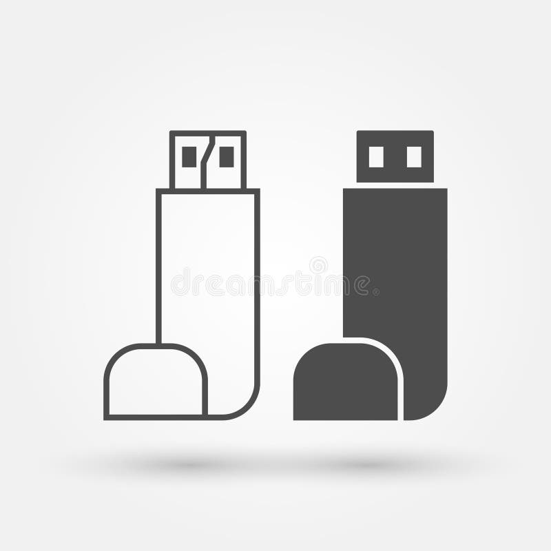 Stock Vector Set Usb Flash Drive Vector Icon Line and Solid Stock ...