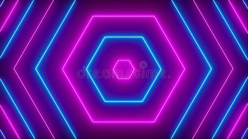 Blue and Purple Color Octagonal Glowing Neon Shapes Moving in a Loop ...
