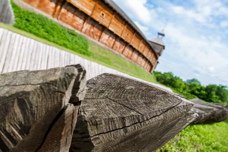 Stockade stock photo. Image of grass, blockhouse, aged - 86080136