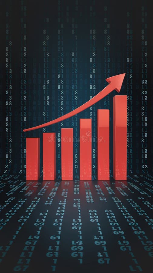 Digital Growth Against a Matrix of Hexadecimal Numbers, Symbolizing ...