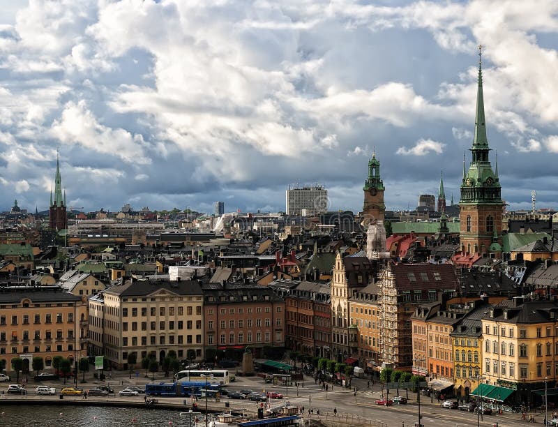 Stockholm city center view stock image. Image of attraction - 63869087
