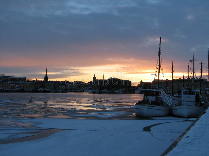 Stockholm in the evening stock photo. Image of winter - 3883924