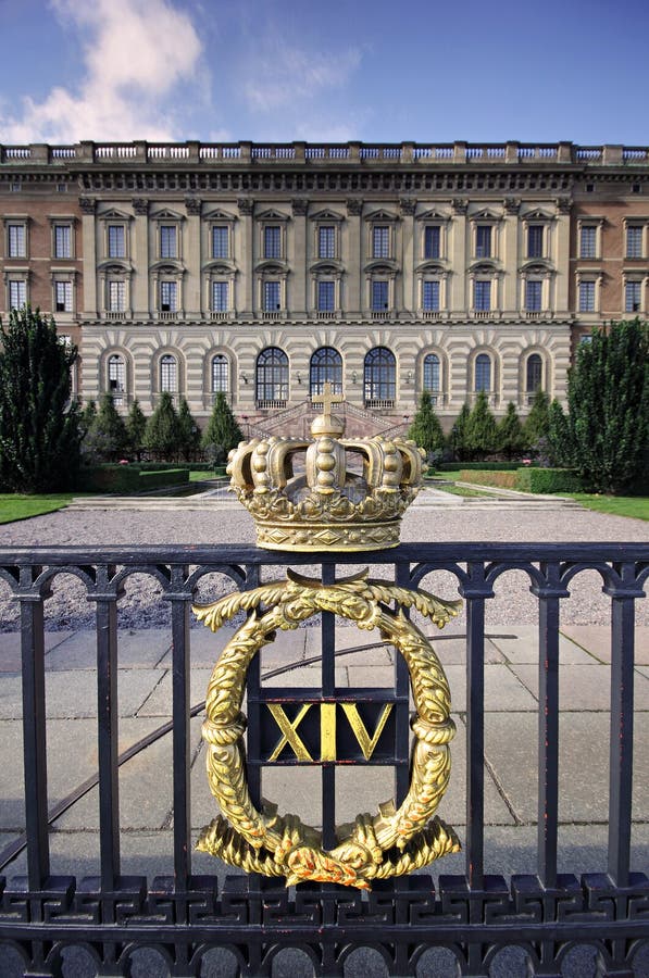 Stockholm Royal Palace Gate with Crown Stock Photo - Image of gold ...